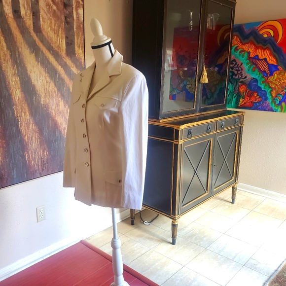 St. John | Jackets & Coats | St John Designer Jacket White With Silver ...